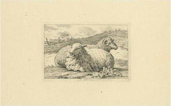 Anthony Oberman, Serene Pastoral Scene with Two Resting Sheep, 1810 ...