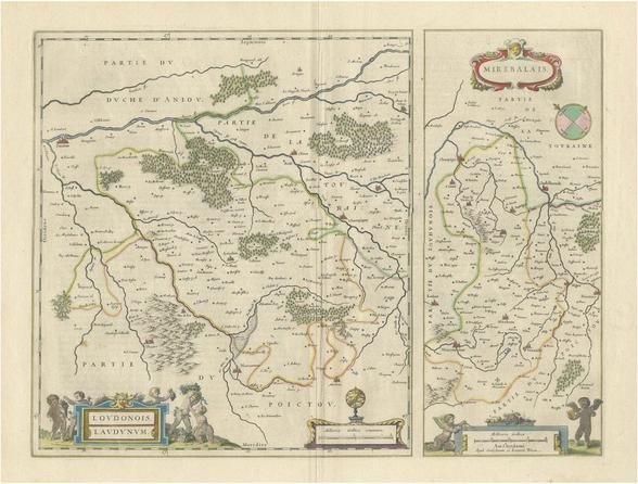 Loudun and Mirebeau Map by Blaeu for sale at Pamono
