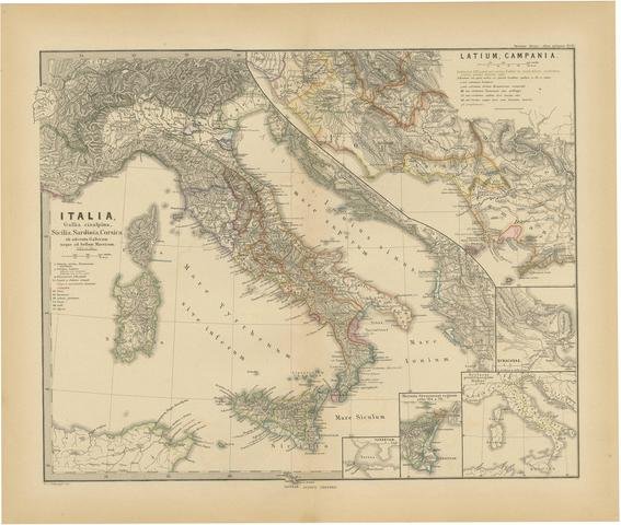Map of Roman Italy and Provinces, 1880s for sale at Pamono