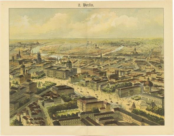 Bird's Eye View of Berlin, Germany, 1885, Chromolithograph for sale at ...