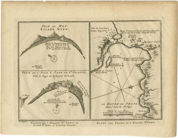 Antique Map of St Louis Trade, St Mayo and Praya Harbour, Mauritania ...