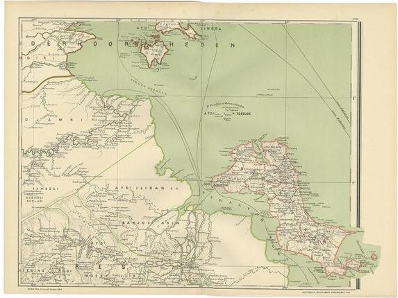 Antique Map of Banjarmasin, Indonesia, 1900s for sale at Pamono