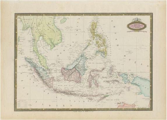Antique Map of Southeast Asia by Garnier, 1860 for sale at Pamono
