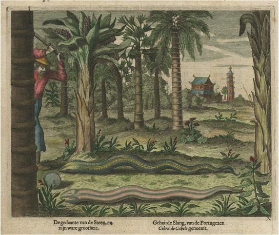 Serpents avec Temple et Pagode, Chine, 1660, Papier en vente sur Pamono