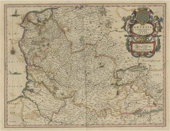 Antique Map of Artois or Artesia, France, 1650 for sale at Pamono