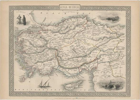 Antique Map of Asia Minor by J. Tallis, 1851 for sale at Pamono