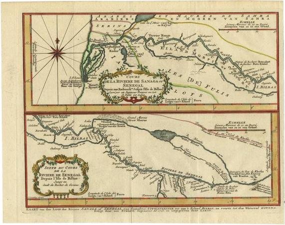 Antique Map of the Sanaga River in Senegal, 1747 for sale at Pamono