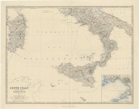 Map of Southern Italy, 1860 for sale at Pamono