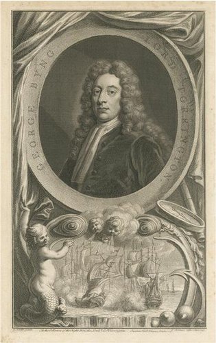 Jacobus Houbraken, Antique Portrait of Admiral of the Fleet George Byng ...