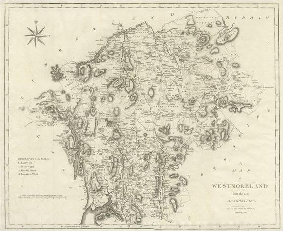 Large Antique County Map of Westmorland, England, 1805 for sale at Pamono