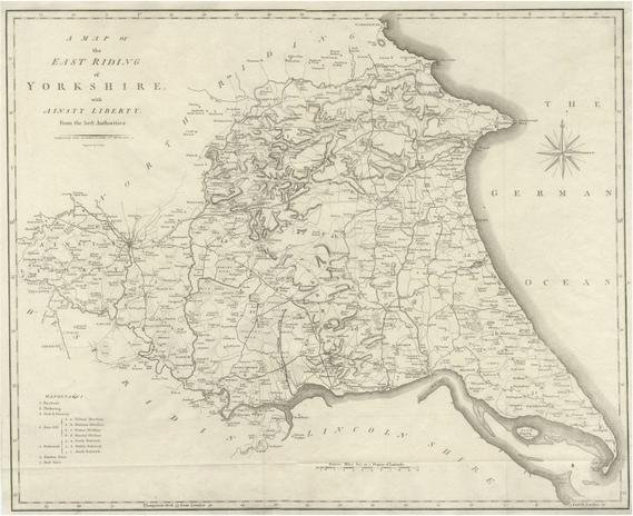 Large Antique County Map of the East Riding of Yorkshire, England, 1805 ...