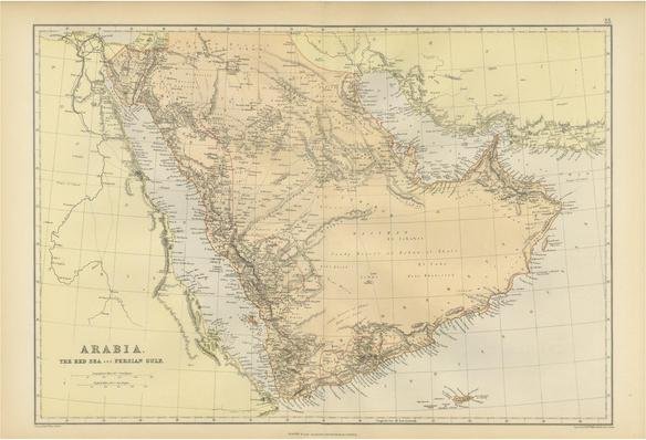Map of Arabia and Red Sea and Persian Gulf, 1882 for sale at Pamono