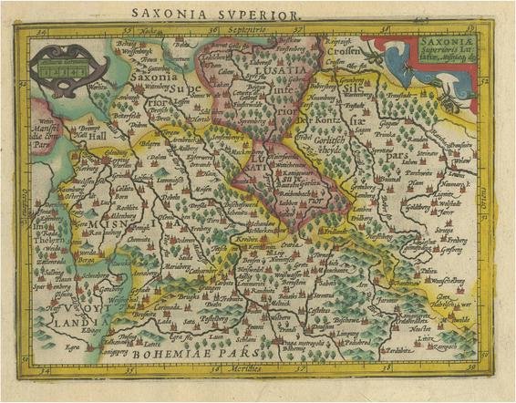 Small Antique Map of Upper Saxony, Germany, 1610 for sale at Pamono