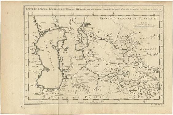 Antique Map of Khwarezm, Turkestan and Great Bukhara by Bellin, 1749 ...
