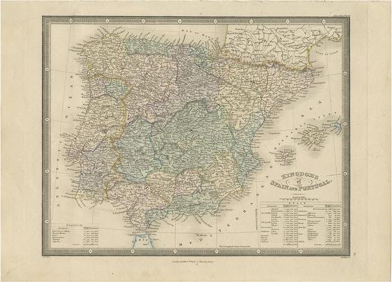 Antique Map of the Kingdoms of Spain and Portugal by Wyld 1845 for sale ...
