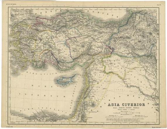 Antique Map of the Middle East, Germany, 1870s for sale at Pamono