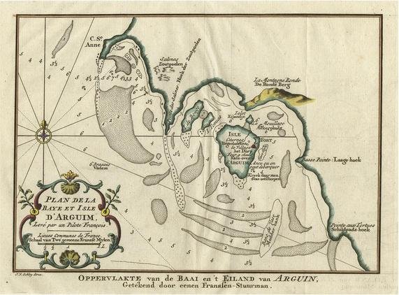 Antique Map of the Bay and Island of Arguin, Mauritania, 1747 for sale ...