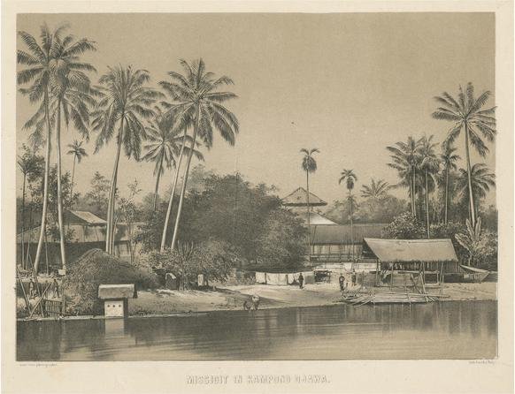 G.L. Klepper, A Mosque in a Kampung Java or Village of Javanese, Indonesia, 1874, Print for sale ...