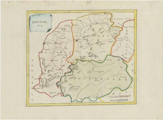 Antica Mappa della Frisia di Von Reilly, 1791 in vendita su Pamono