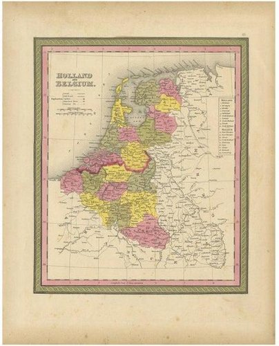 Antica mappa di Olanda e Belgio, 1846 in vendita su Pamono