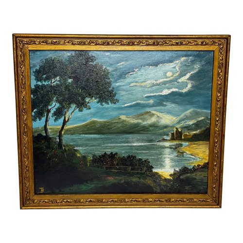 Nach James Bell Anderson, Moonlit Urquhart Castle, Loch Ness, Ölgemälde ...