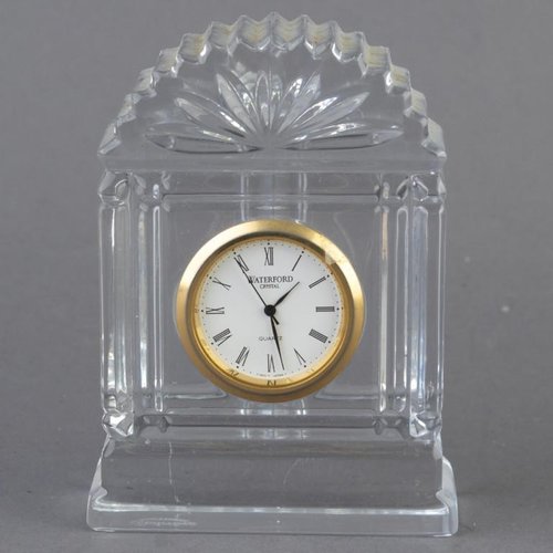 Cut Crystal Glass Quartz Desktop Clock from Waterford for sale at Pamono