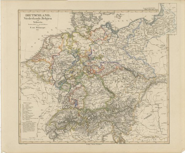 Antique Map of Germany, 1857 for sale at Pamono