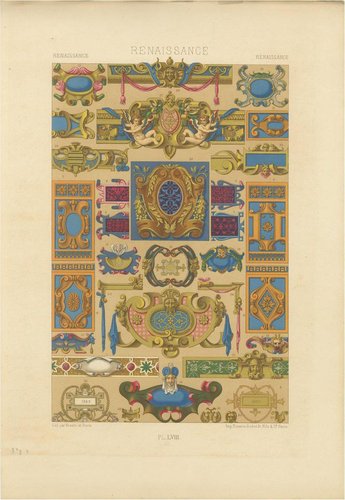 Renaissance Decorative Cartouches and Motifs, 1869, Paper for sale at ...