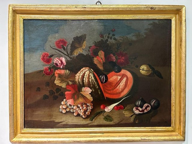 Emilian Area Artist, Still Life of Flowers and Fruit, Early 18th ...