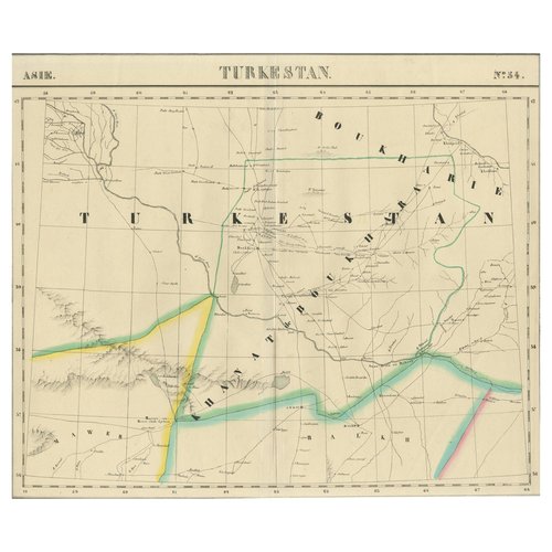Antique Map of Turkestan by Vandermaelen, 1827 for sale at Pamono