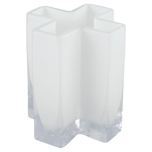 Cross Vase in White and Clear Art Glass by Bodil Kjær for Gullaskruf ...
