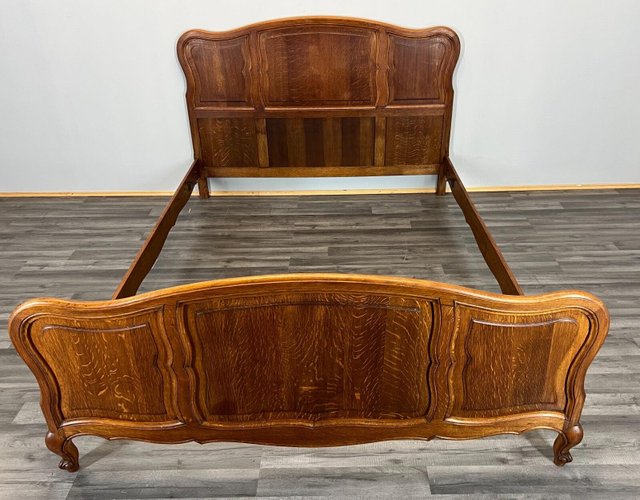 Vintage Louis XV French Double Bed Frame in Oak with Headboard for sale ...
