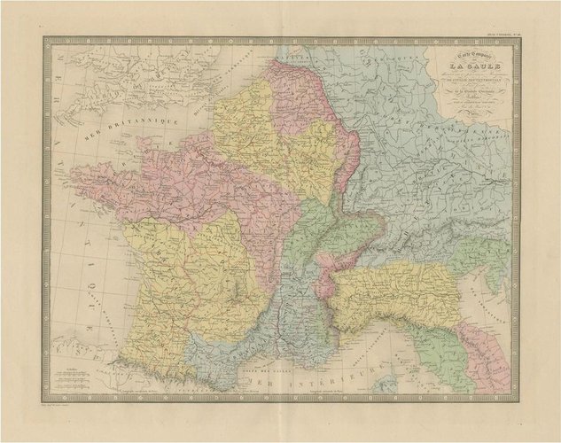Antique Map of La Gaule by Andriveau-Goujon, 1861 for sale at Pamono