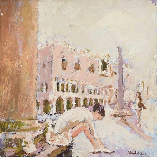 Franco Marzilli, Ballerina in Venice, Oil Painting, 1970s for sale at ...