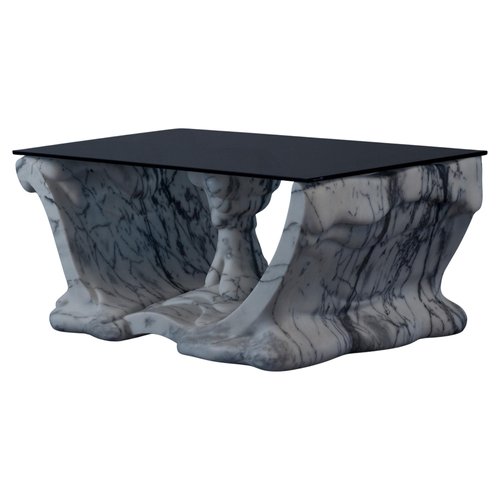 Shape Coffee Table in Marble and Tempered Glass by Manta for sale at Pamono