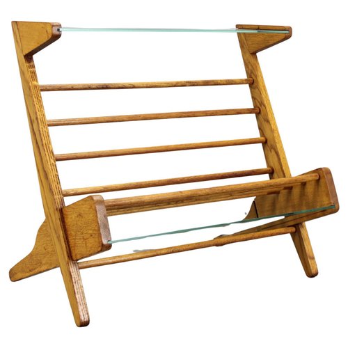 Vintage Oak Book Stand Rack by Uluv, 1960s for sale at Pamono