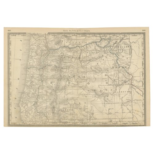 Antique Map of Oregon Railroads with Counties and Native Indian ...