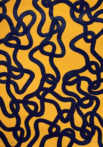 Enric Servera, Black and Yellow, 2025, Acrylic Monoprint on Japanese ...