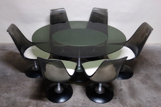 Vintage Space Age Table and Chairs, 1970s, Set of 7 for sale at Pamono