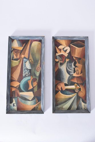Cubist Artist, Compositions, 1960s, Oil on Panels, Set of 2 for sale at ...