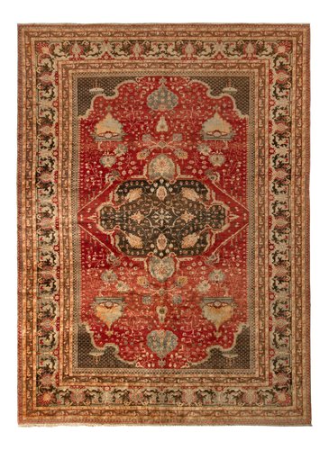 Hand Knotted Hereke Rug in Red and Beige Brown Medallion Pattern for ...