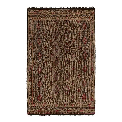 Vintage Chaput Tribal Kilim Rug in Black with Beige-Brown and Red ...