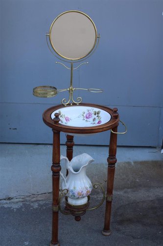 Bedroom Washstand with Basin, Pitcher, and Mirror for sale at Pamono