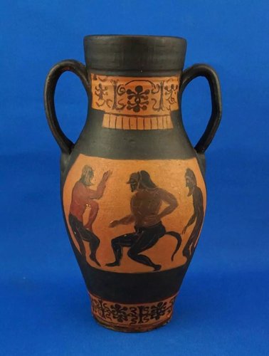 Large Greco-Roman Style Hand-Decorated Ceramic Terracotta 2-Handled ...