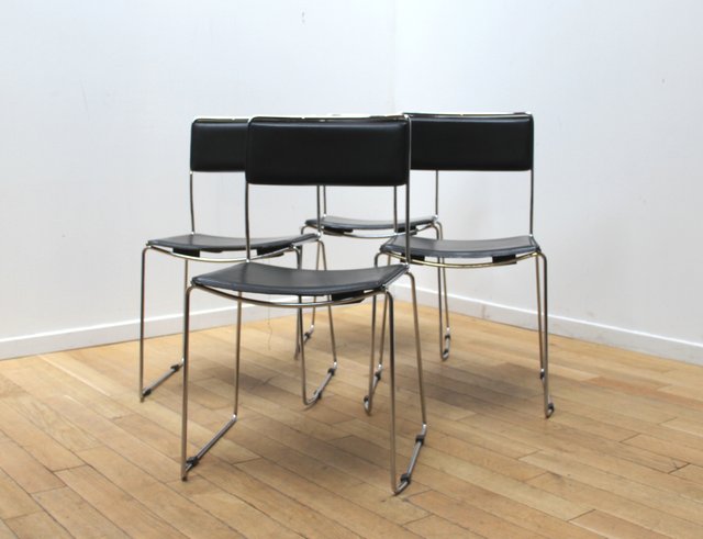 Leather Chairs, 2000s, Set of 4 for sale at Pamono
