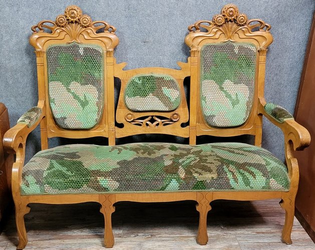 Art Nouveau Bench in the style of Alfonce Mucha, 1900s for sale at Pamono