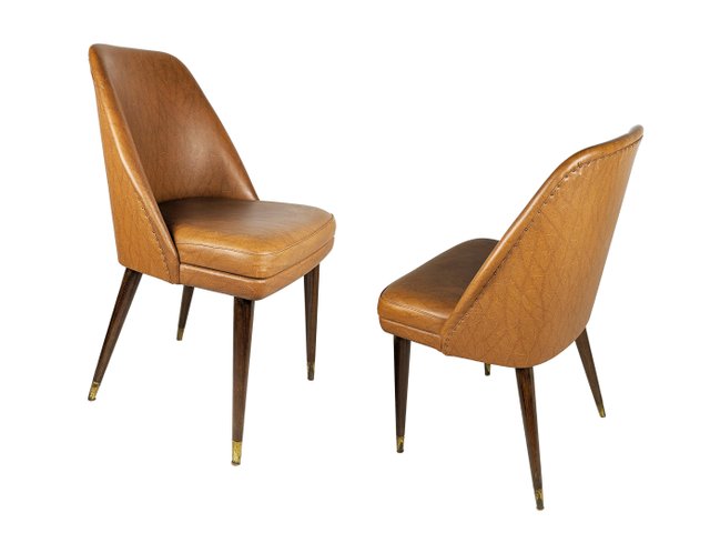 Sillas de escay marrón y latón de Carlo Pagani para Cassina, 1956 ...