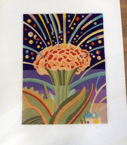 Colorful Psychedelic Tapestry with Embroidery, 1970s for sale at Pamono