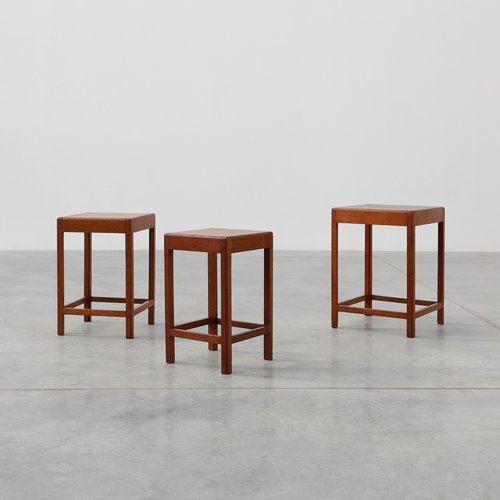Art Deco Oak Stacking Tables, France, 1920s, Set of 3 for sale at Pamono