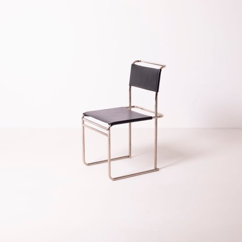 Bauhaus Tecta B40 Dining Chair in Nickel Plated Bent Steel and Black ...